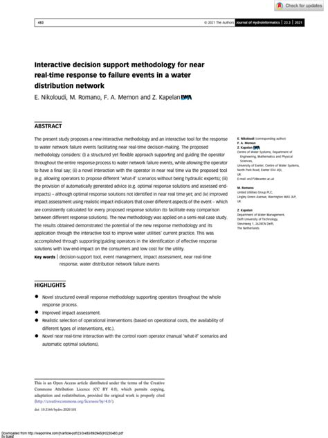 interactive decision support methodology for near real time response to
