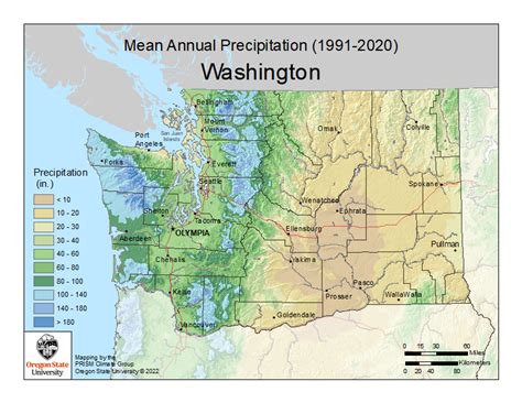 Annual Rainfall Map Washington State
