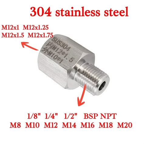 M12 Female To Male M10 M12 18 14 38 Bsp Npt Hex Reducer Bushing