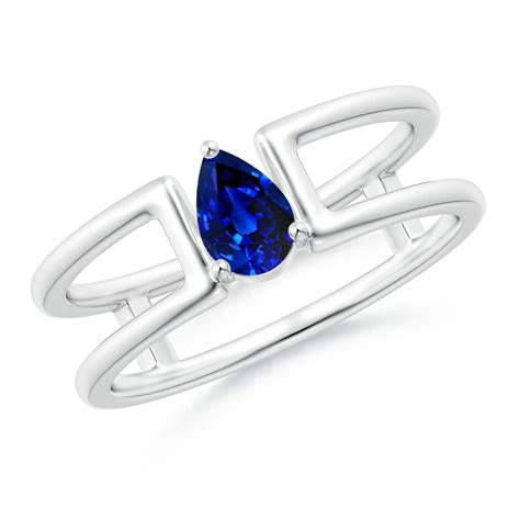 Pear Sapphire Solitaire Parallel Split Shank Engagement Ring
