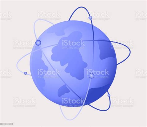 Isometric Globe With Lines Around Symbolizing Global Network Connection Communication Satellites