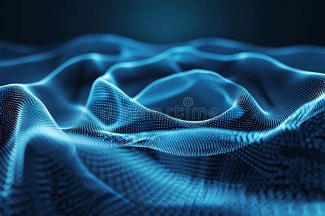 Abstract Blue Wavy Landscape Digital Data Background Technology Big Data Visualization Stock