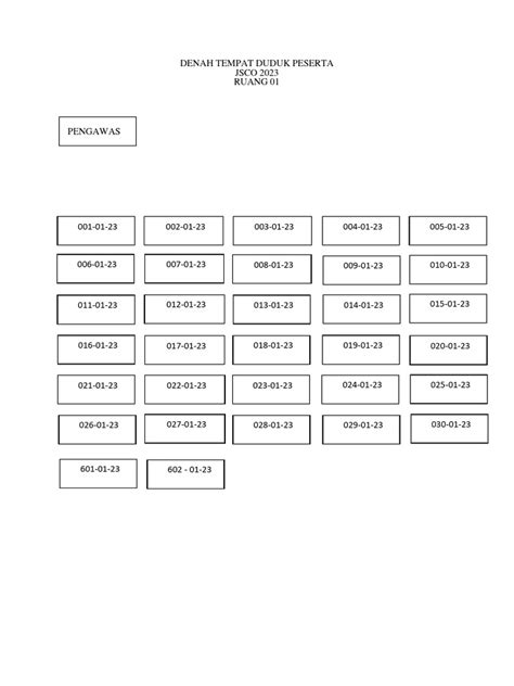 Fix Denah Tempat Duduk Peserta Jsco 2023 Pdf