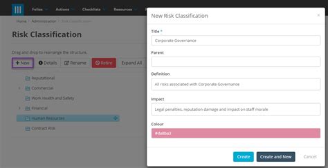 Setting Up Risk Classification Folio Help Centre
