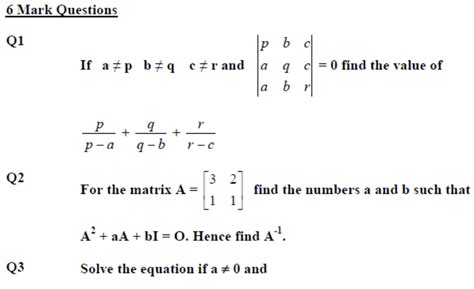 Cbse Class 12 Mathematics Hots Matrices And Determinants Set D