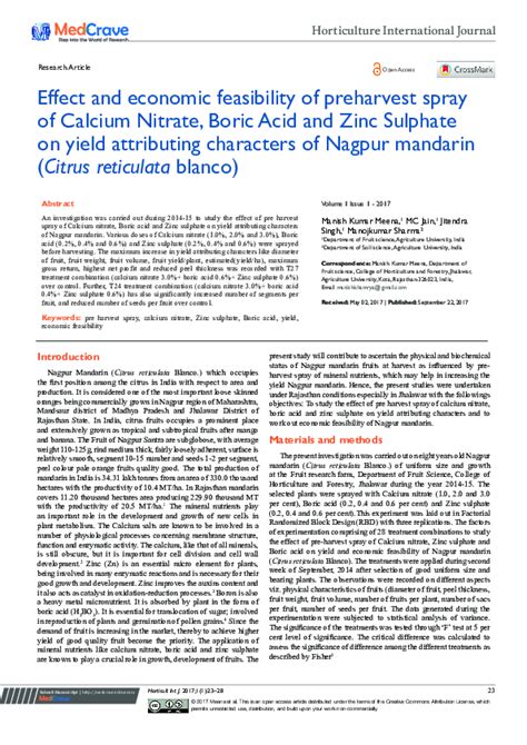 Pdf Effect And Economic Feasibility Of Preharvest Spray Of Calcium