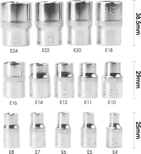 Douilles étoiles 14 Douilles étoiles E Torx Femelles Coffret De