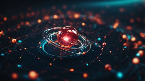 Abstract Conceptual Illustration Of Atom With Electrons And Protons Spinning Around Ai Stock