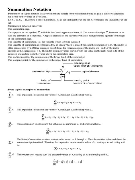 Summation Notation Lecture Pdf Summation Mathematical Notation
