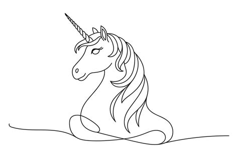 Unicorn Line Drawing Vector Art Icons And Graphics For Free Download