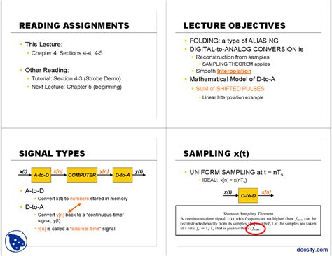 Sampling Signals And Systems Lectue Slides Docsity