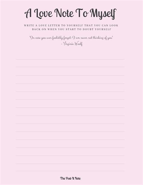 Love Letter To Self Template
