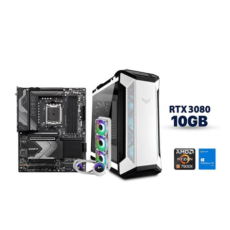 Asus Tuf 501 White Case Amd Ryzen 9 7900x Rtx 3080 10gb Gaming Pc Ax