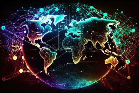 Global Connections Digital Globe With Glowing Lines And Nodes Of Worldwide Cities Stock Image