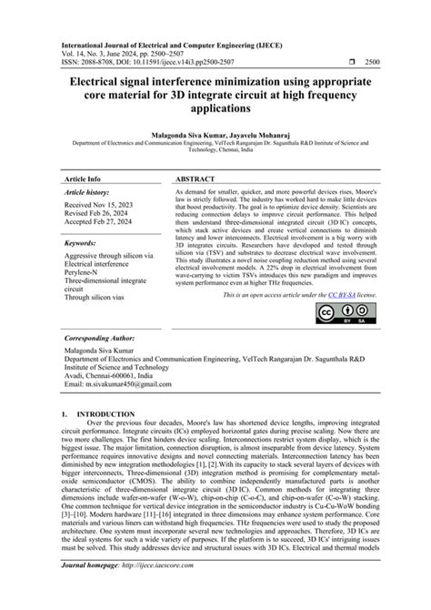 Electrical Signal Interference Minimization Using Appropriate Core Material For 3d Integrate
