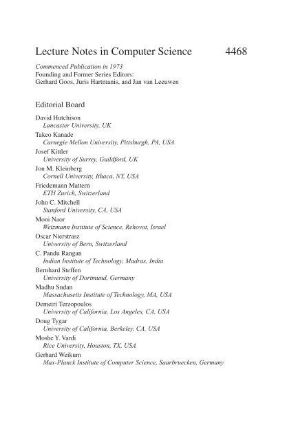 Lecture Notes In Computer Science 4468
