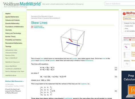Wolfram Math World Skew Lines Handout For 9th 10th Grade Lesson Planet