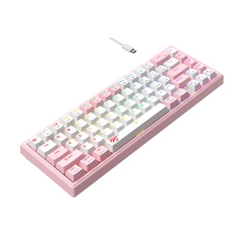 Teclado Gamer Havit Kb874l Mecânico Switch Red Rgb Rosa Kase