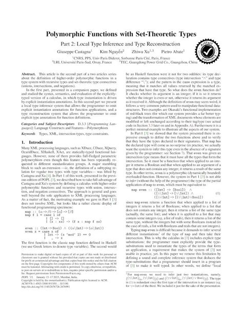 PDF Polymorphic Functions With Set Theoretic Typesgc Papers