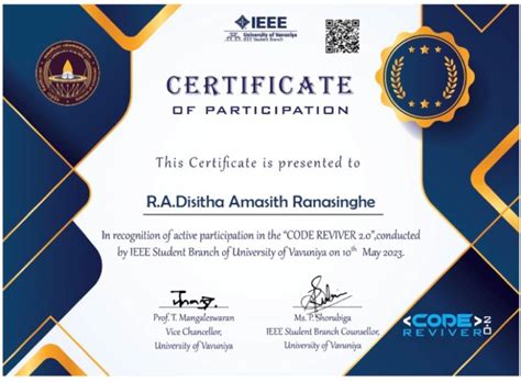 disitha ranasinghe on linkedin ieee code reviver uov code