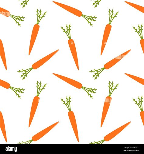 Seamless Pattern With Orange Carrots Healthy Eating Vegetarianism