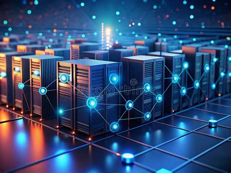 Visualizing Network Performance In A Modern Minimalist Server Room Holographic Data Graph For
