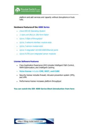 Cisco Isr Platform Comparison Benefits Of Migrating To Cisco Series DOCX