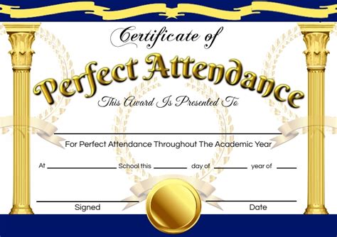 Perfect Attendance Template Design For Certificates Attendance