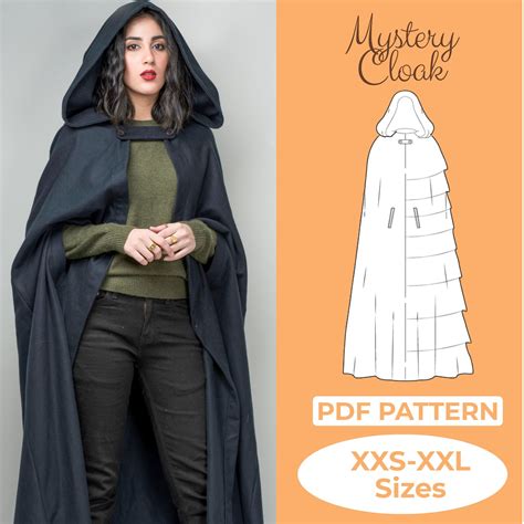Cloak With Hood Sewing Pattern Fantasy Carnival Costume Elven Cape Magical Gown Halloween