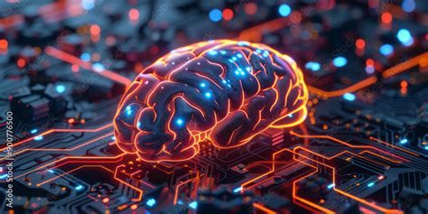 Neural Circuit And Electronic Cyber Brain In A Quantum Computing System Concept Of Artificial