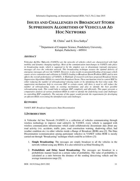 Issues And Challenges In Broadcast Storm Suppression Algorithms Of