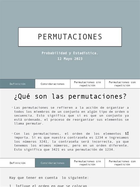 Permutaciones Pdf Permutación Matemáticas