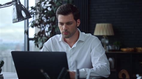 Premium Photo Businessman Using Laptop Computer In Officeemployee Typing On Computer Keyboard