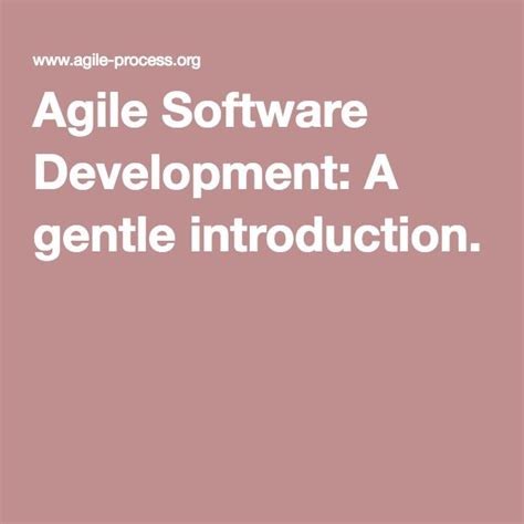 Agile Software Development A Gentle Introduction Agile Software