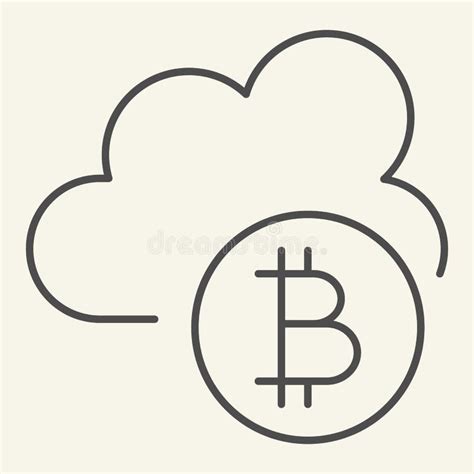 Cryptocurrency Cloud Thin Line Icon Bitcoin And Cloud Vector Illustration Isolated On White