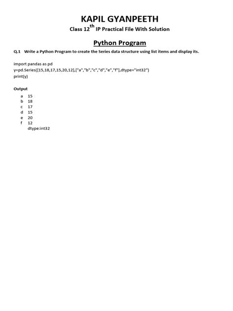 Class 12 Ip Practical File Question And Answer 2021 Pdf Computing