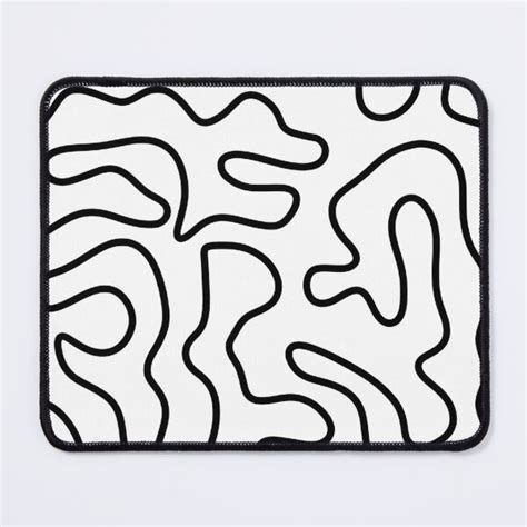 Squiggle Maze Minimalist Abstract Pattern In Black And White Mouse Pad For Sale By Kierkegaard