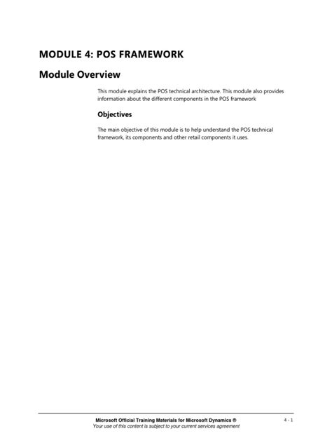 Module 4 Pos Framework Module Overview Objectives Pdf Point Of Sale Databases