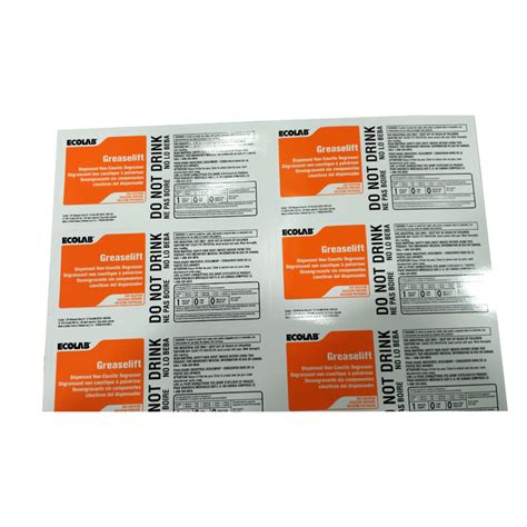 Ecolab 9215 3039 6 Greaselift Label Per Sheet Wasserstrom