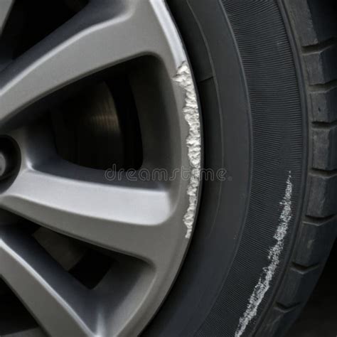 Deep Scratches And Abrasion On Car Alloy Wheel Stock Image Image Of