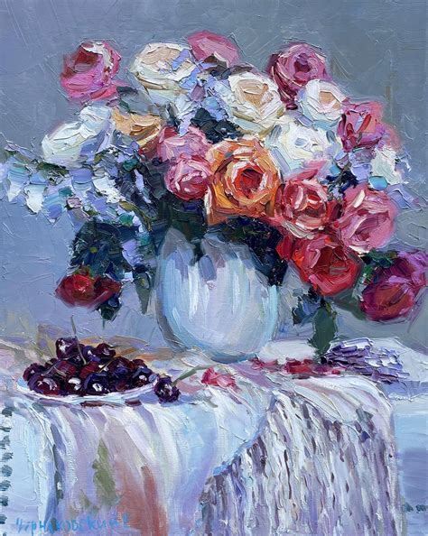 Flower Bouquet Painting By Yevgeny Chernyakovsky