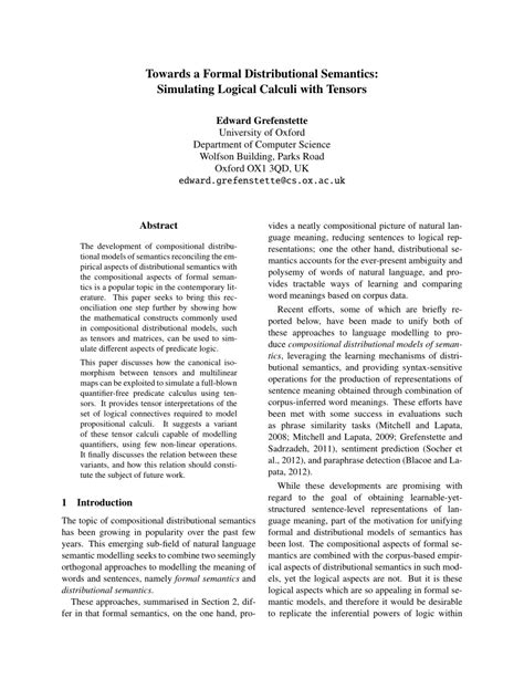 Pdf Towards A Formal Distributional Semantics Simulating Logical