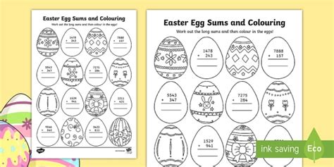 Easter 4 Digit Addition Worksheet