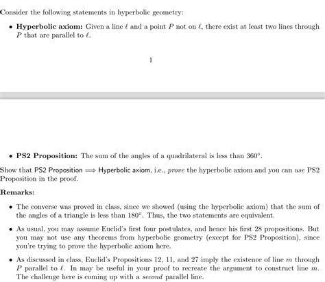 Solved Consider The Following Statements In Hyperbolic