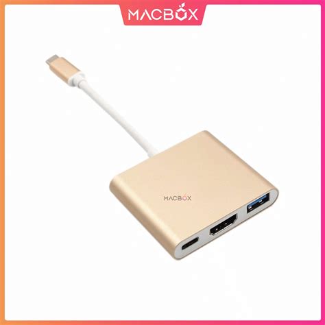 Hub Type C 3in1 Cổng chuyển đổi HUB USB Type C to HDMI USB 3 0 PD Type C cho Laptop Điện