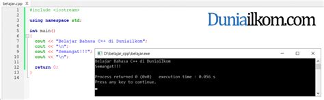 Contoh Kode Program Penggunaan Perintah Cout Di C 2 Duniailkom