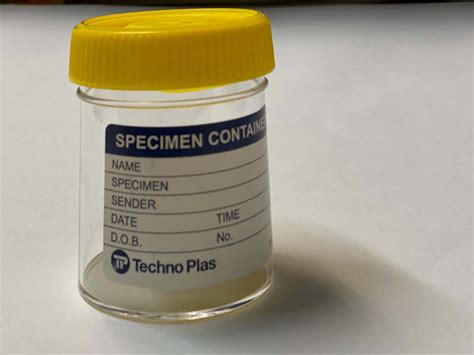 Specimen Container 70ml Yellow Lid
