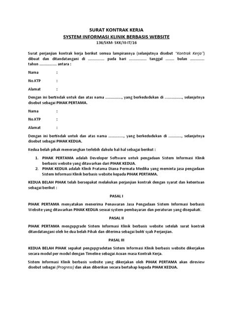Contoh Surat Kontrak Kerja Software Deve Pdf