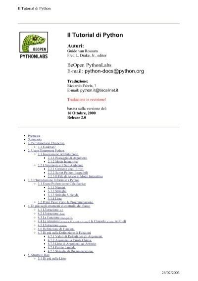 Il Tutorial di Python Facoltà di Economia Torino