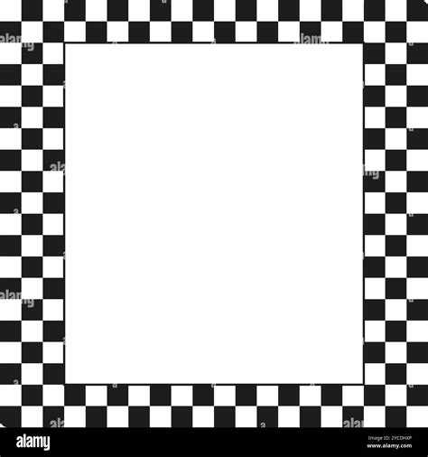 Checkerboard Frame Black White Border Simple Square Pattern Vector Illustration Stock Vector